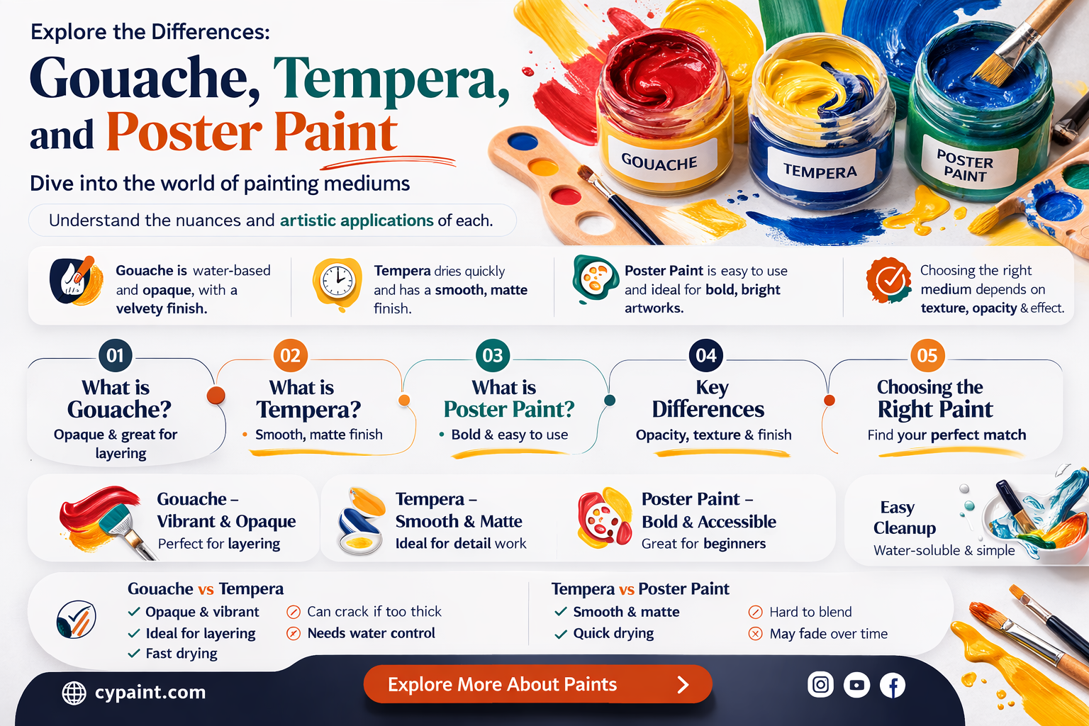 Explore The Differences: Gouache, Tempera, And Poster Paint | CyPaint