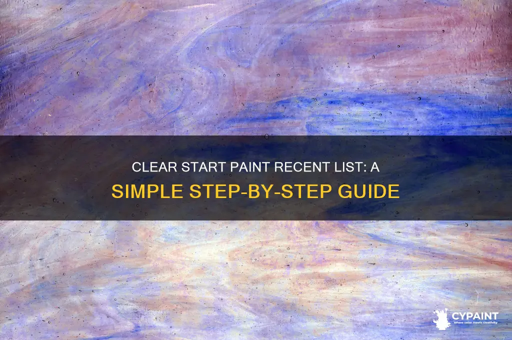 Clear Start Paint Recent List: A Simple Step-By-Step Guide | CyPaint