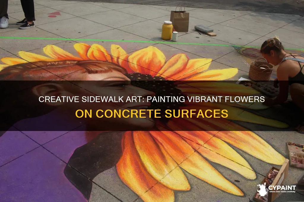 Creative Sidewalk Art: Painting Vibrant Flowers On Concrete Surfaces ...