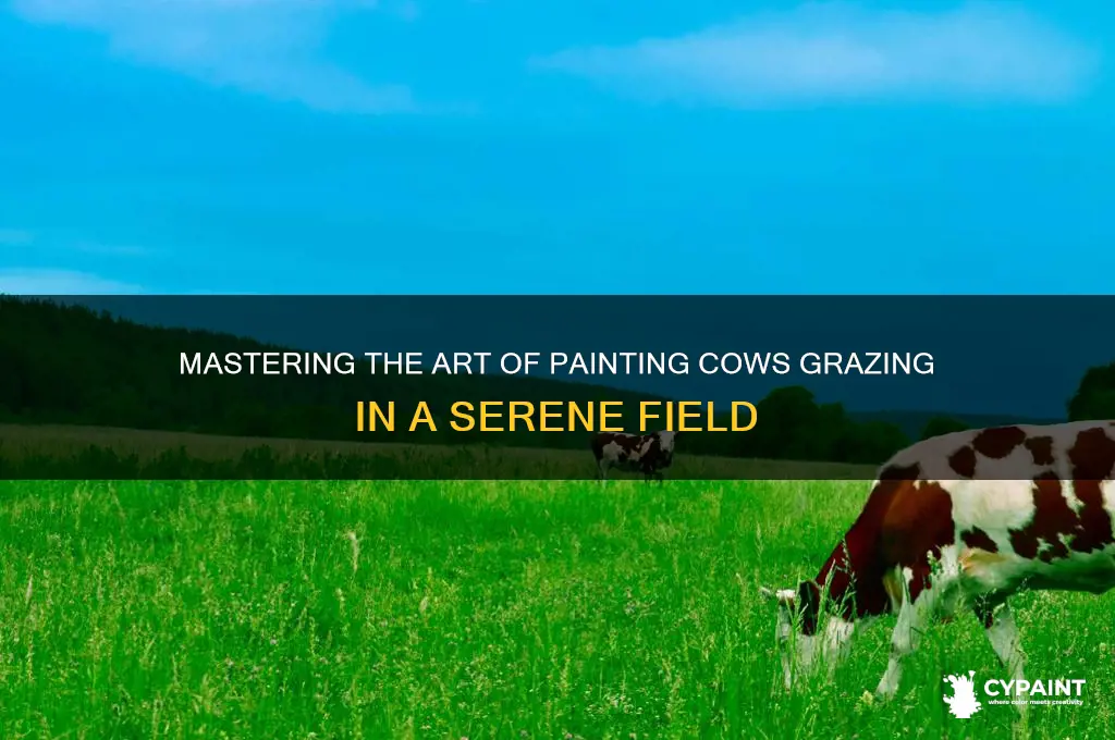 Mastering The Art Of Painting Cows Grazing In A Serene Field | CyPaint