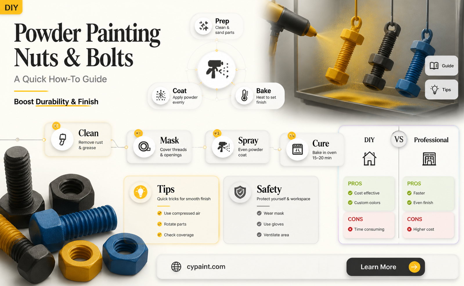 Powder Painting Nuts And Bolts: A How-To Guide | CyPaint