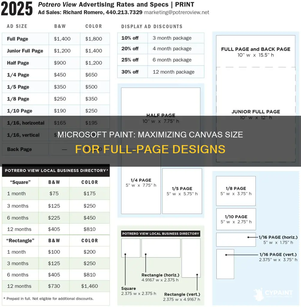 Microsoft Paint: Maximizing Canvas Size For Full-Page Designs | CyPaint